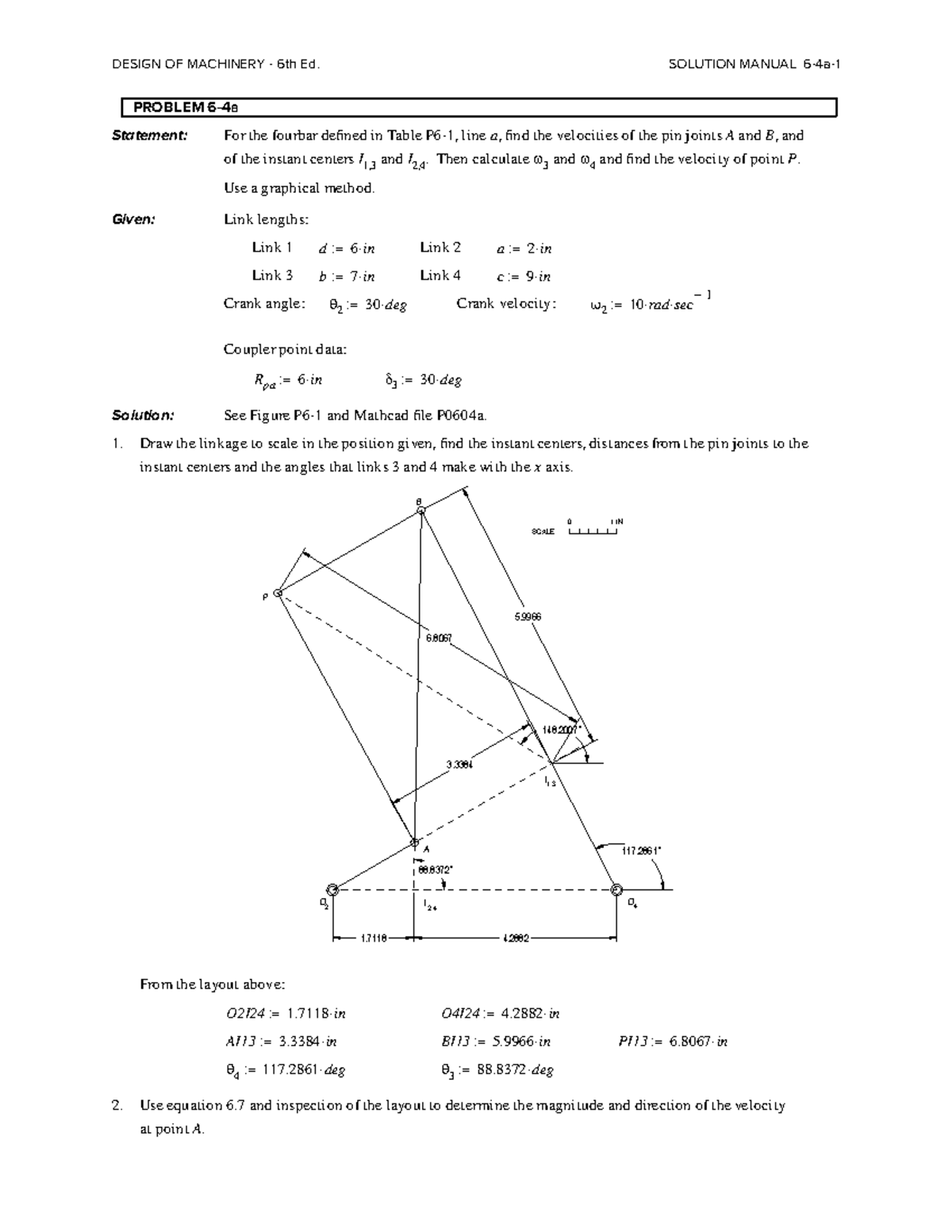 CH6 Homework Solution: Velocity Analysis of Fourbar Mechanism - Studocu