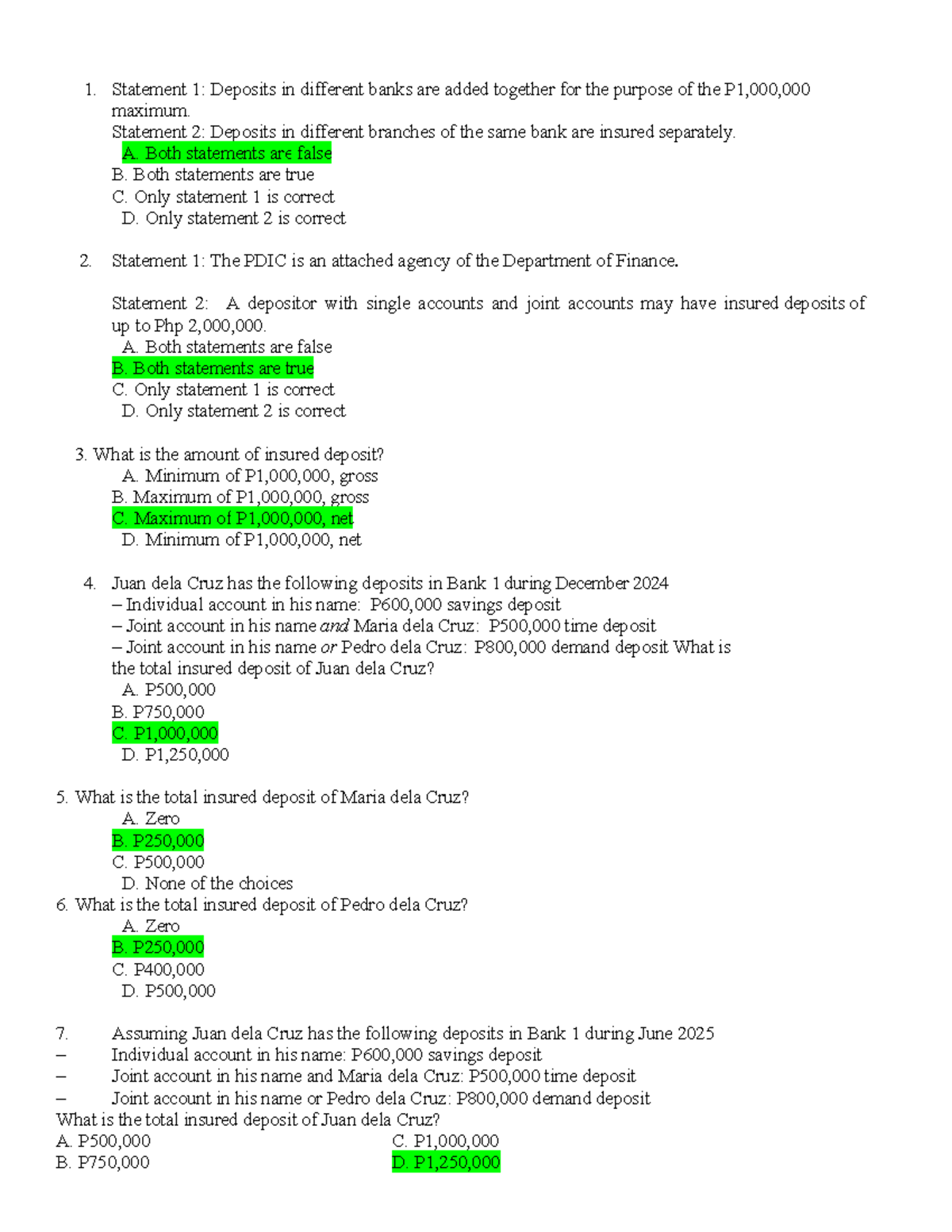 PDIC Quiz Questions and Answers: Review for Exam Prep - Studocu