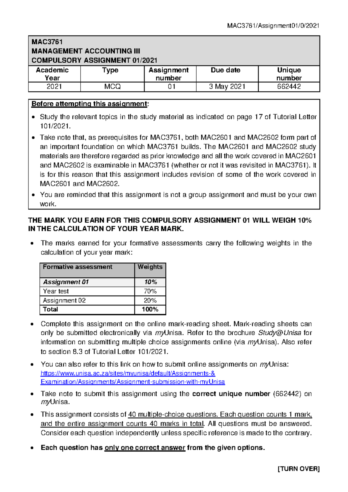 MAC3761 2021 Assignment 1 - Questions and Solutions - Before attempting ...