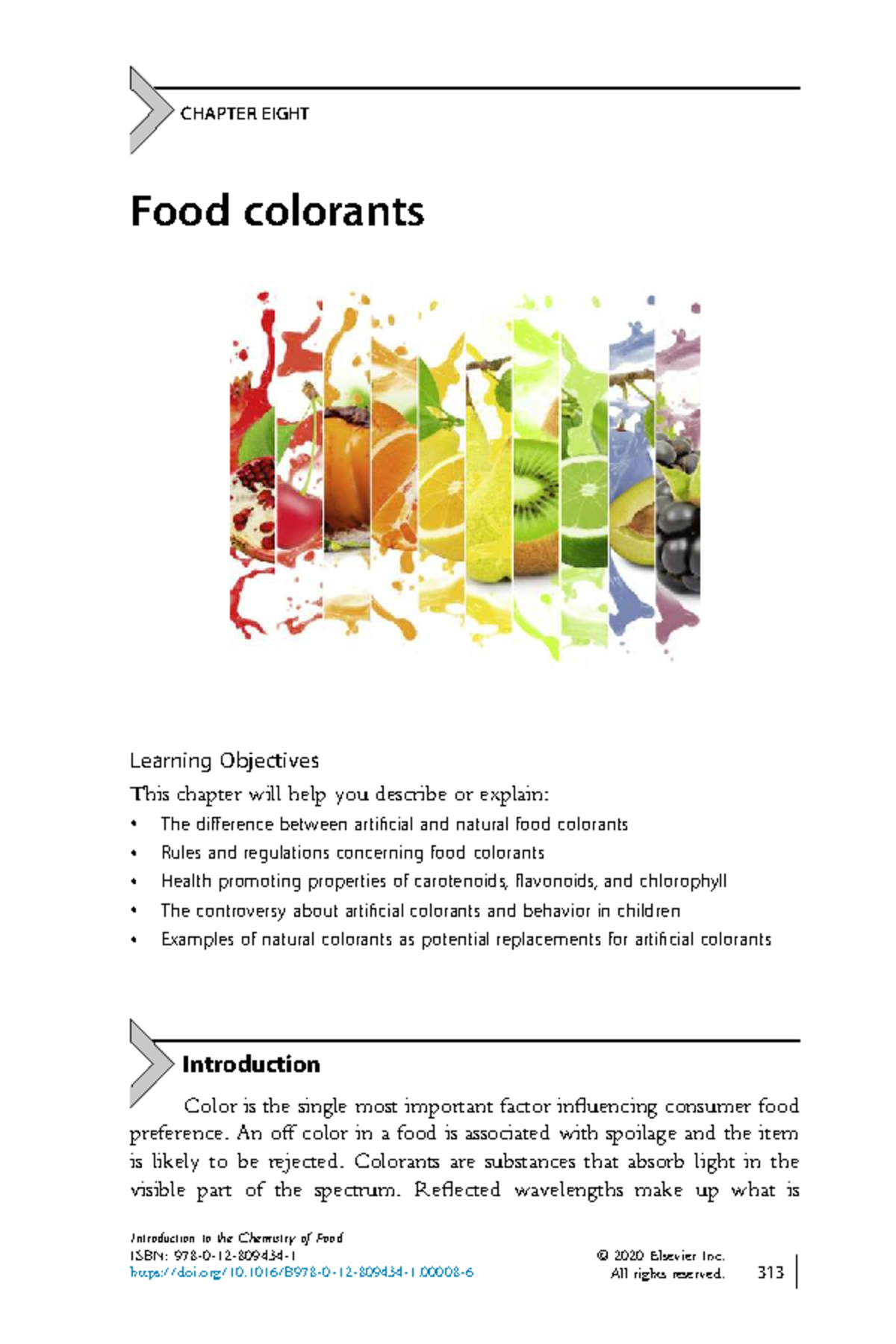 CHAPTER 8: Food Colorants - Natural vs. Artificial Colorants - Studocu