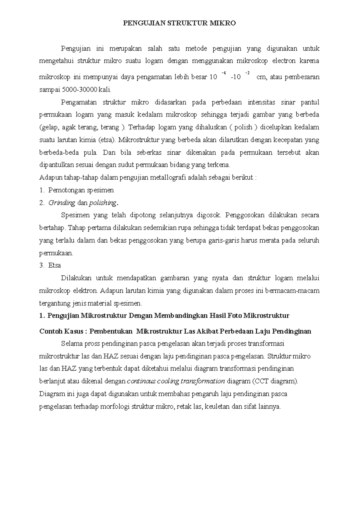 Pengujian Struktur Mikro dan Ukuran Butir - Analisis Material - UB ...