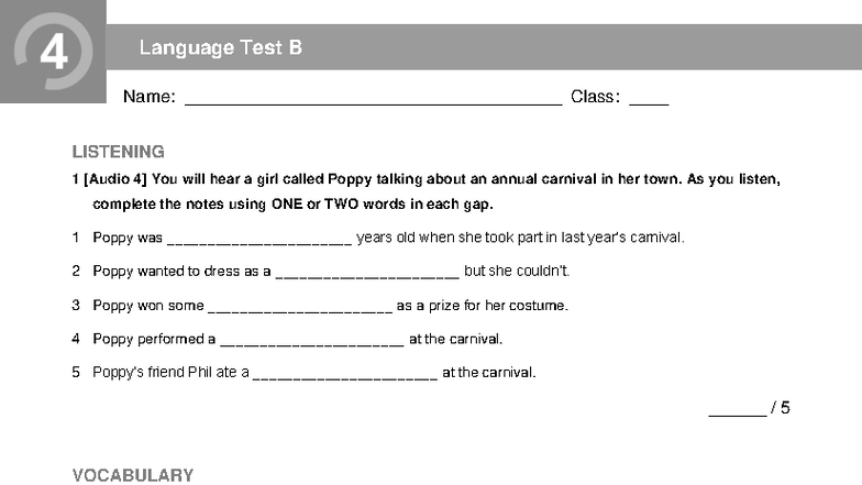 Language Test B1: Listening, Grammar, Reading & Writing - Studocu