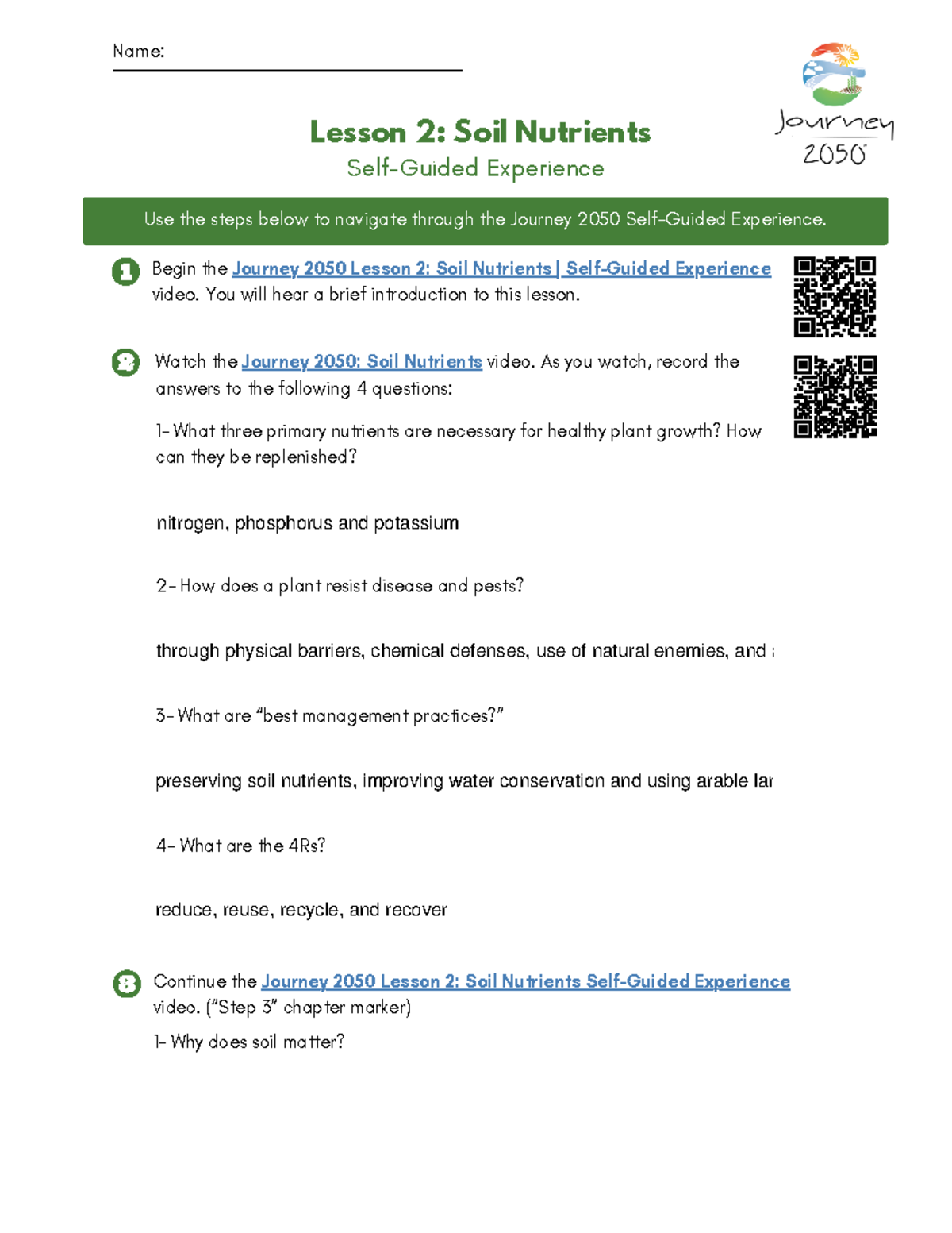 J2050 Lesson 2 Self guided Handout - Begin the Journey 2050 Lesson 2 ...