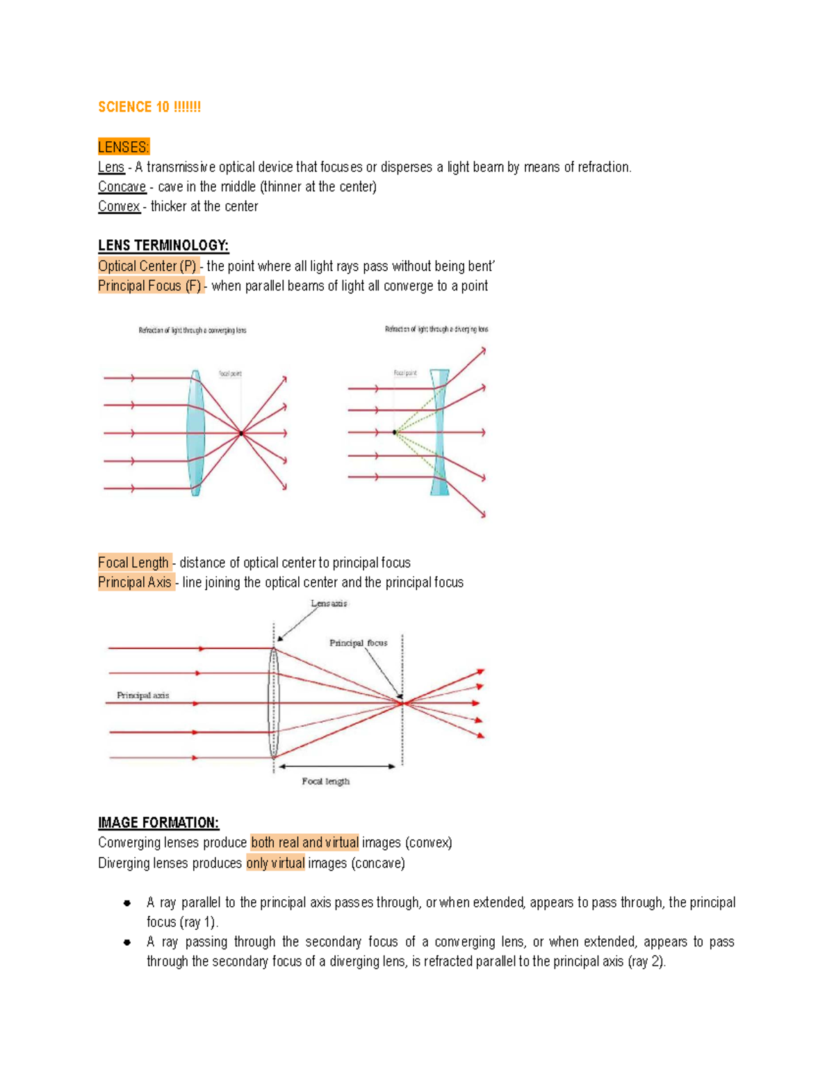 SCIENCE 10 LENSES & ELECTROMAGNETISM: Key Concepts & Terminology - Studocu