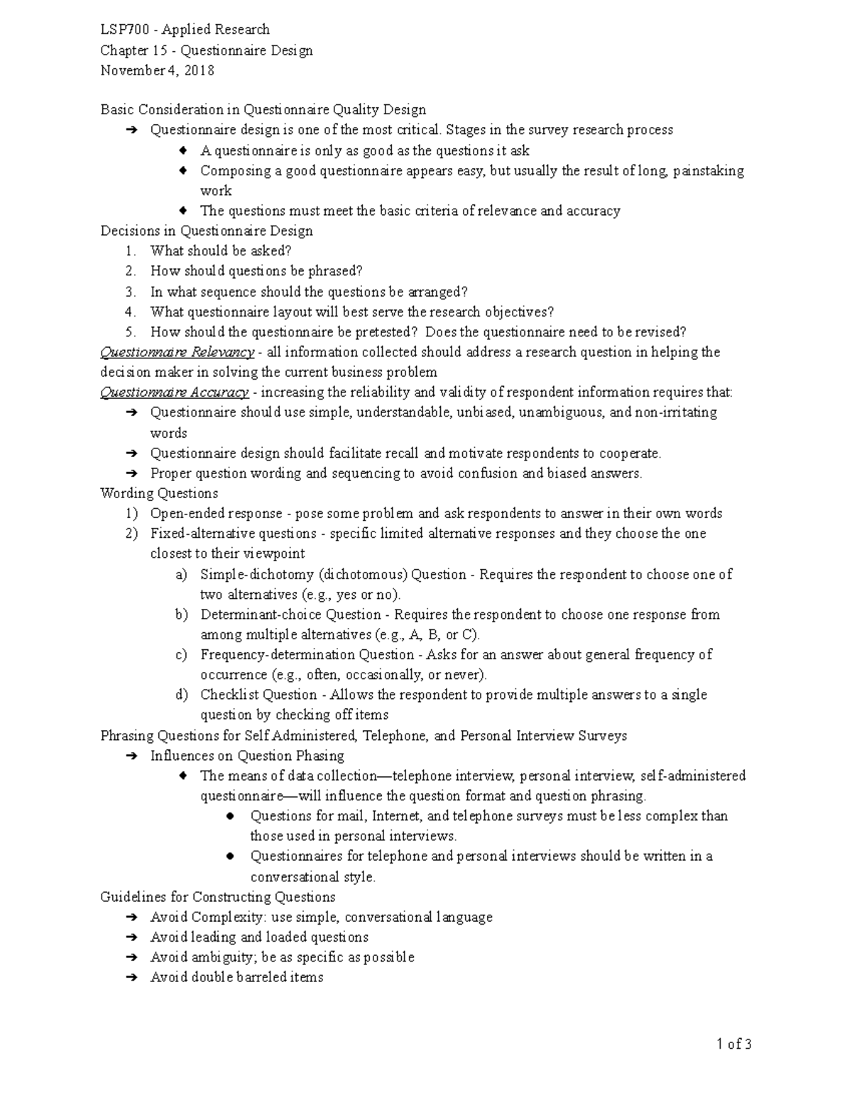 LSP700 - Applied Research: Effective Questionnaire Design Insights ...