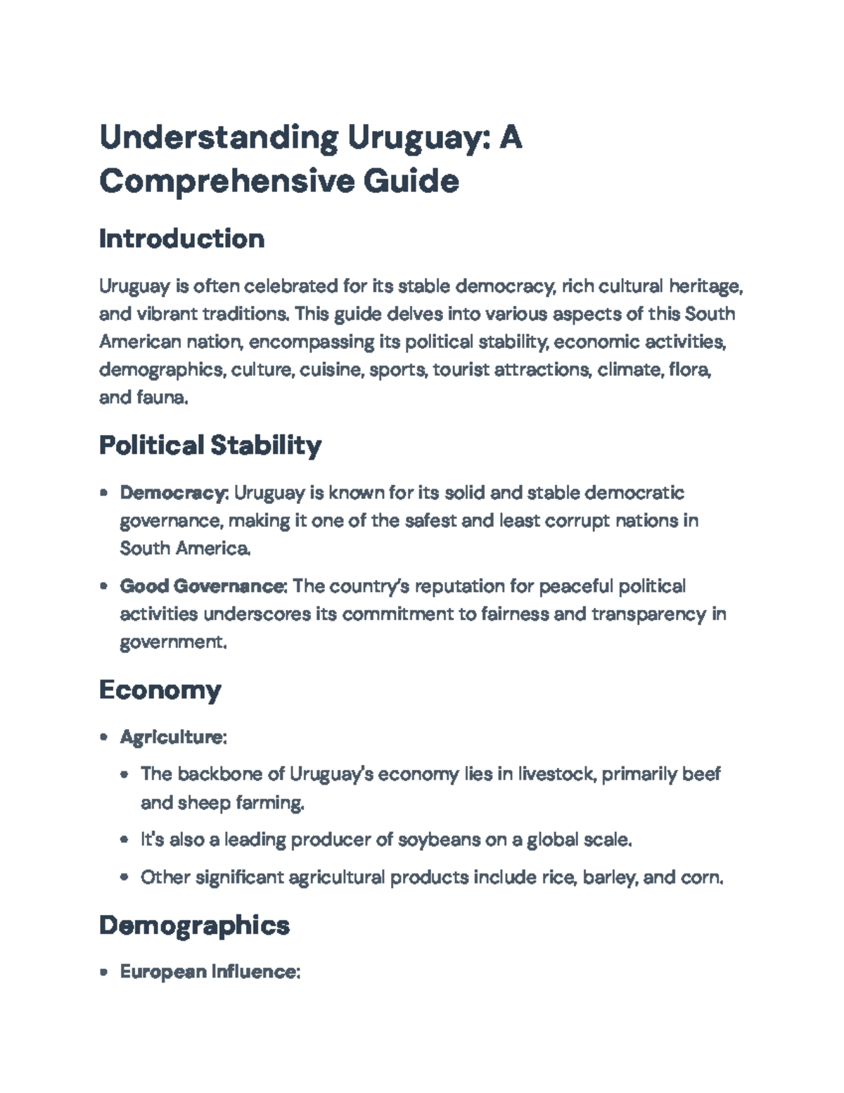 Understanding Uruguay: A Comprehensive Guide to Culture & Economy - Studocu