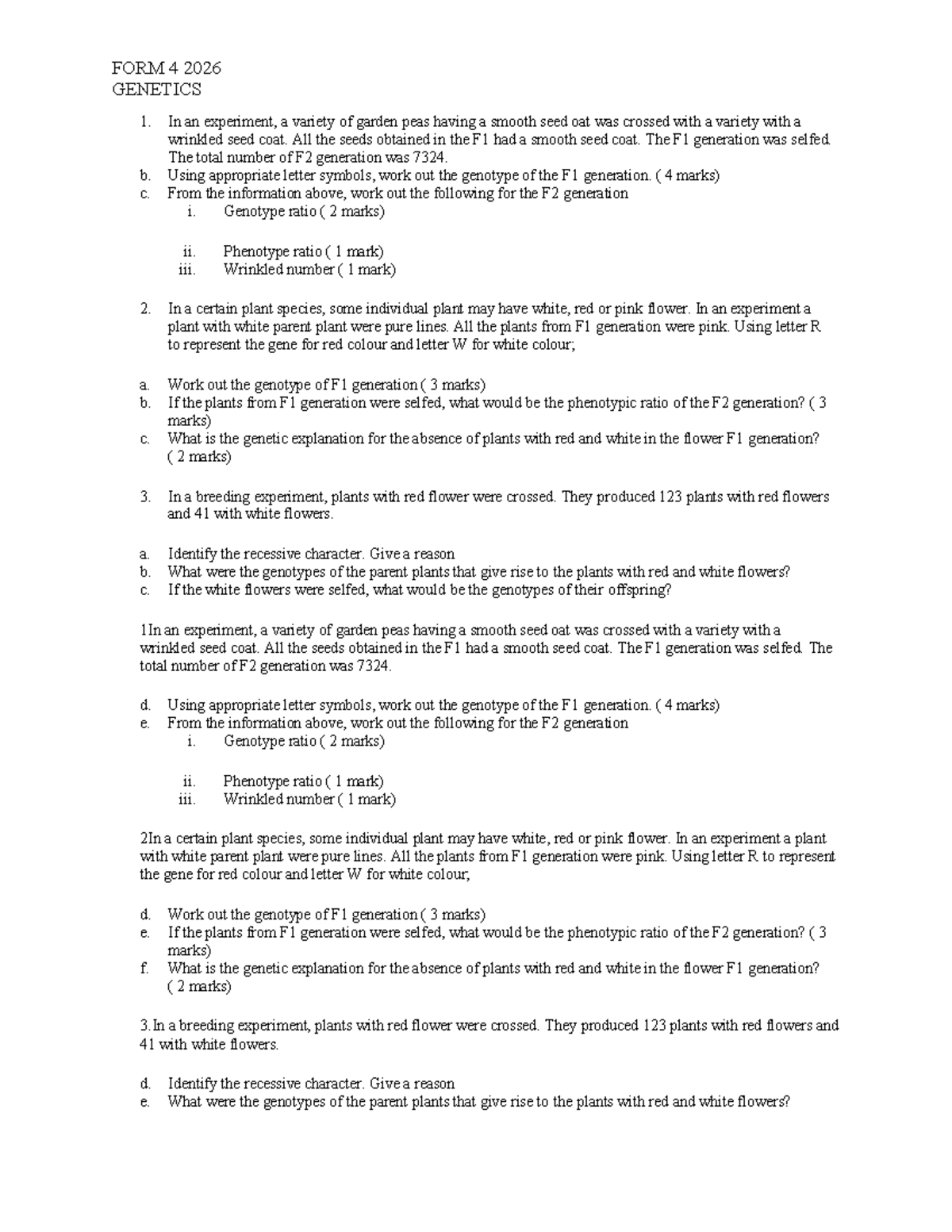 Genetics 2026: F1 and F2 Generation Analysis in Pea Plants - Studocu