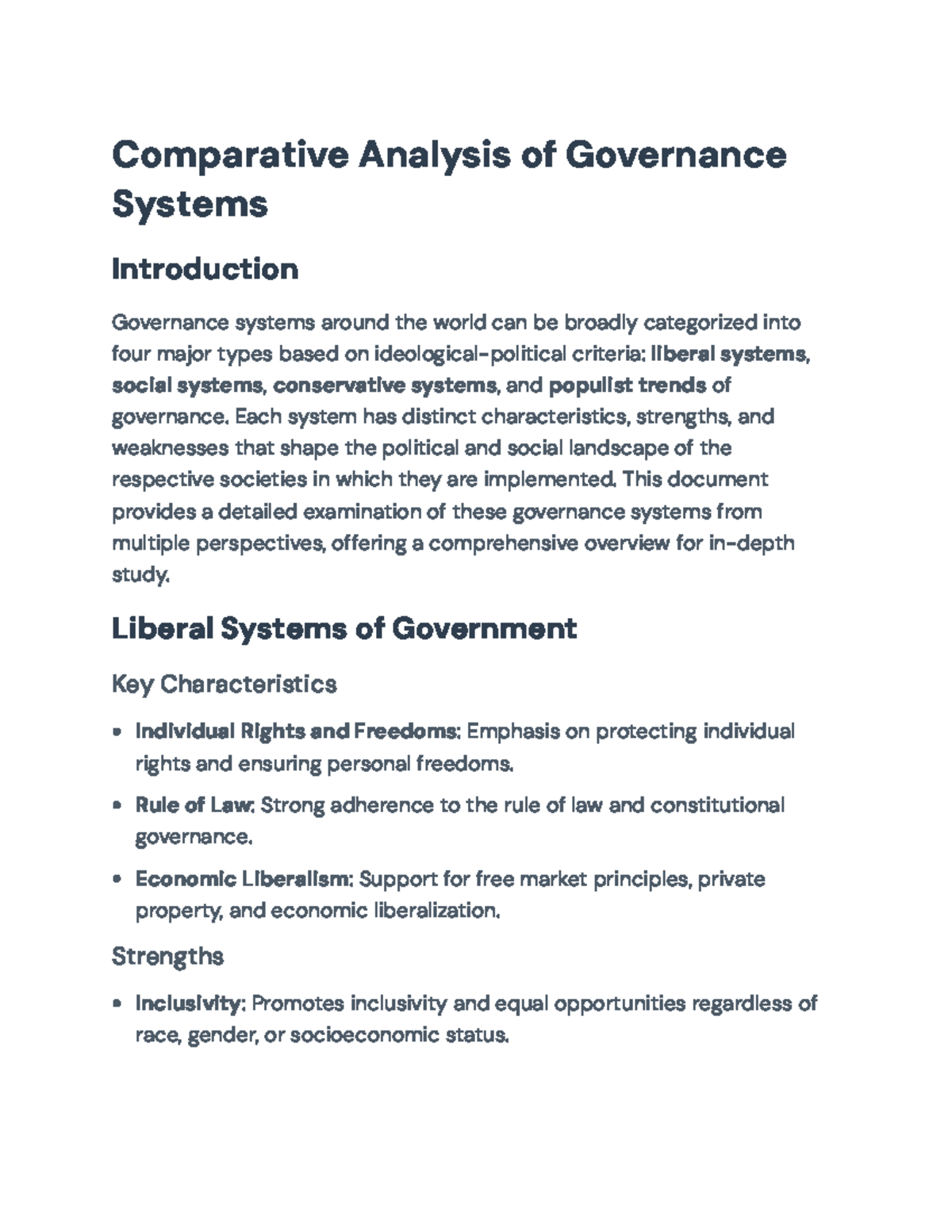 Comparative Analysis of Governance Systems: Types and Insights ...
