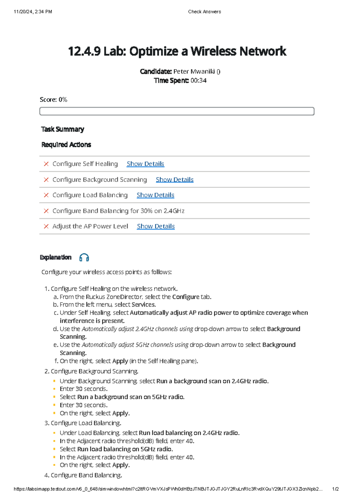 12.4.9 - Lab Optimize a Wireless Network - 12.4 Lab: Optimize a Wireless Network Candidate ...