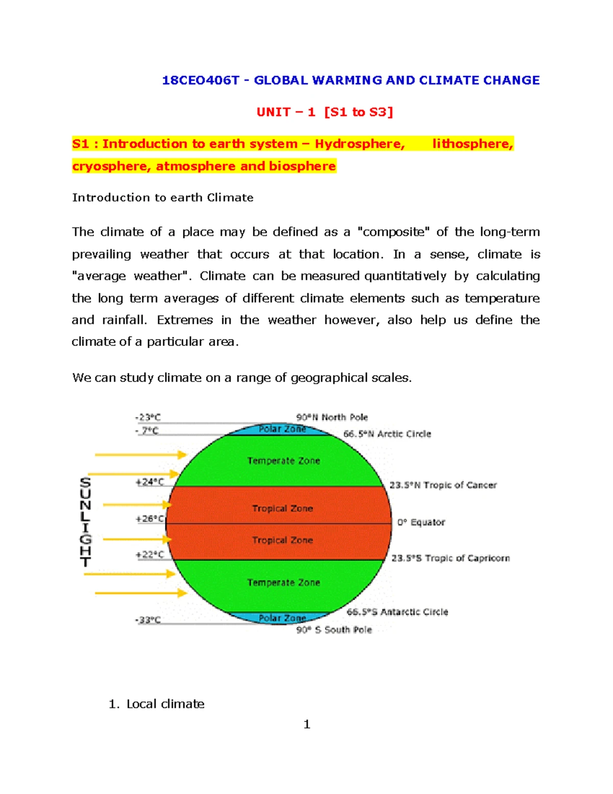 UNIT 5 [ S4 - S6] - UNIT 5 study material - 18CE0406T GLOBAL WARMING ...