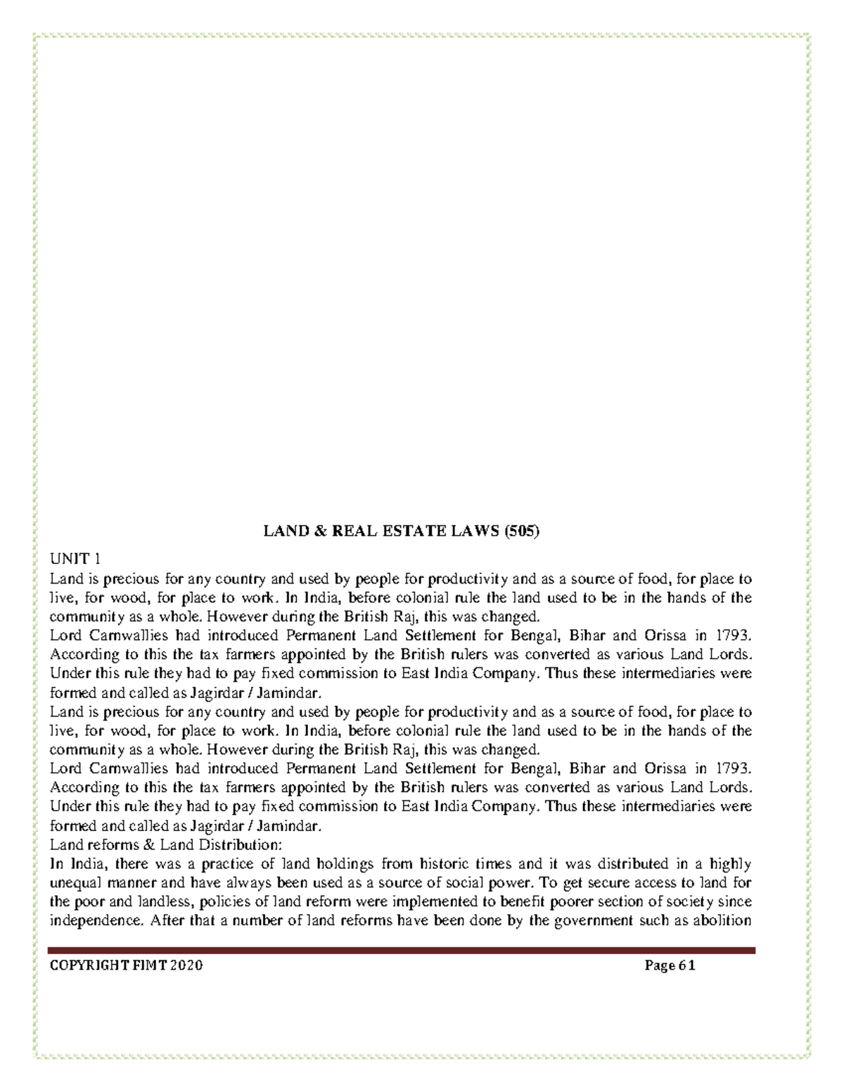 Fairfield Notes on LAND & REAL ESTATE LAWS (505) - Reforms & Impact ...