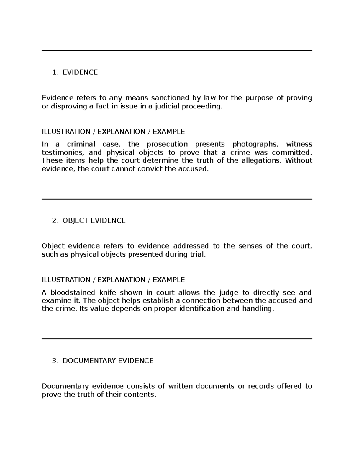 Evidence Terminology Overview for Law 200: Key Concepts and Examples ...