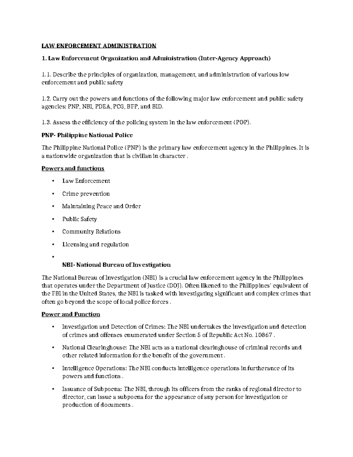 LAW ENF ADMIN 1: Org & Admin Principles in Law Enforcement - Studocu