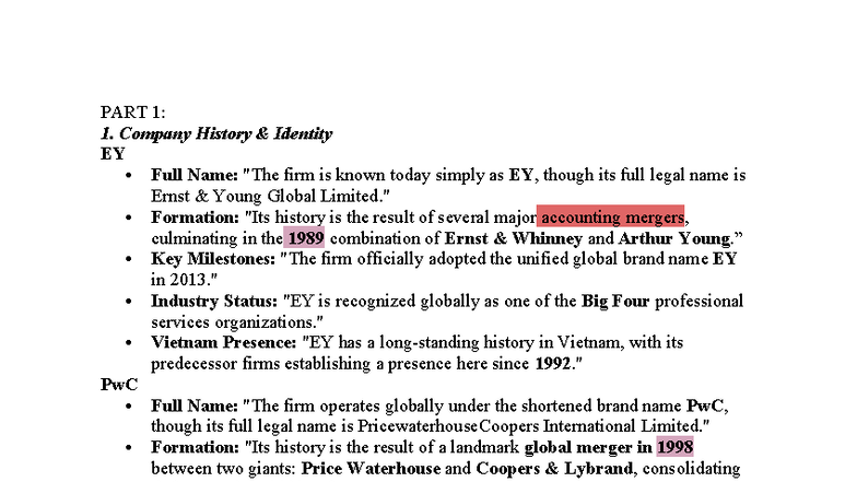 Analysis of PwC and EY Companies: History, Mission, and Market Position ...
