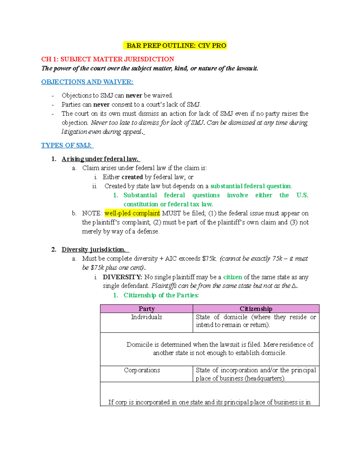 Federal Civil Procedure: Joinder, Jurisdiction & Discovery Overview ...
