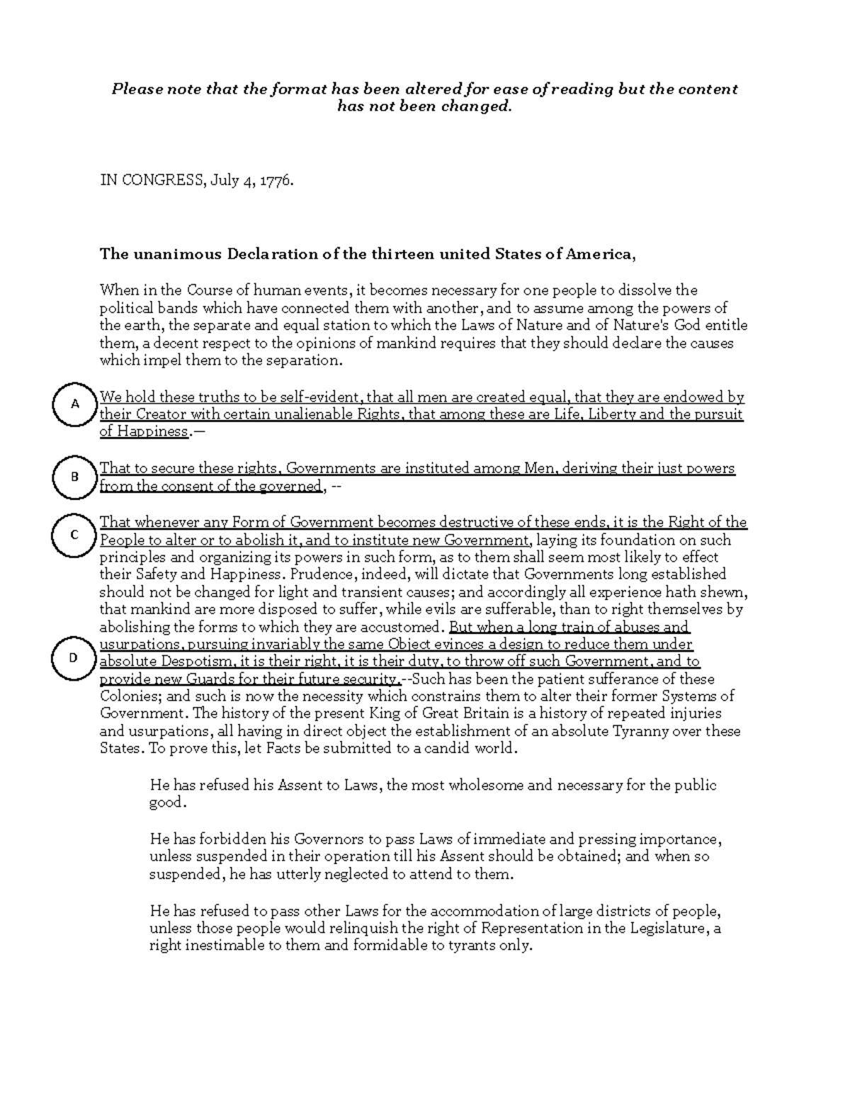 Declaration of Independence - Historical Document Analysis - Studocu