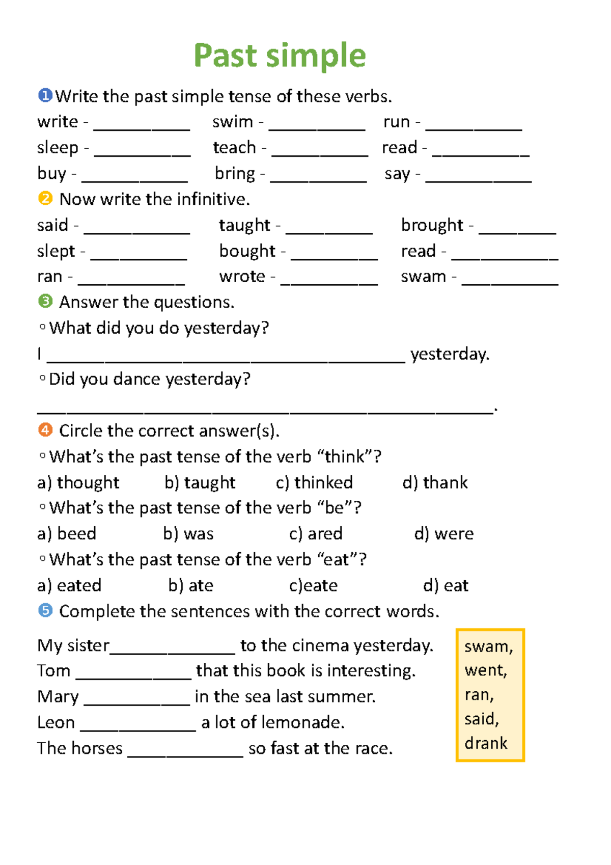 Past Simple Esl Reading Comprehension Questions Worksheet