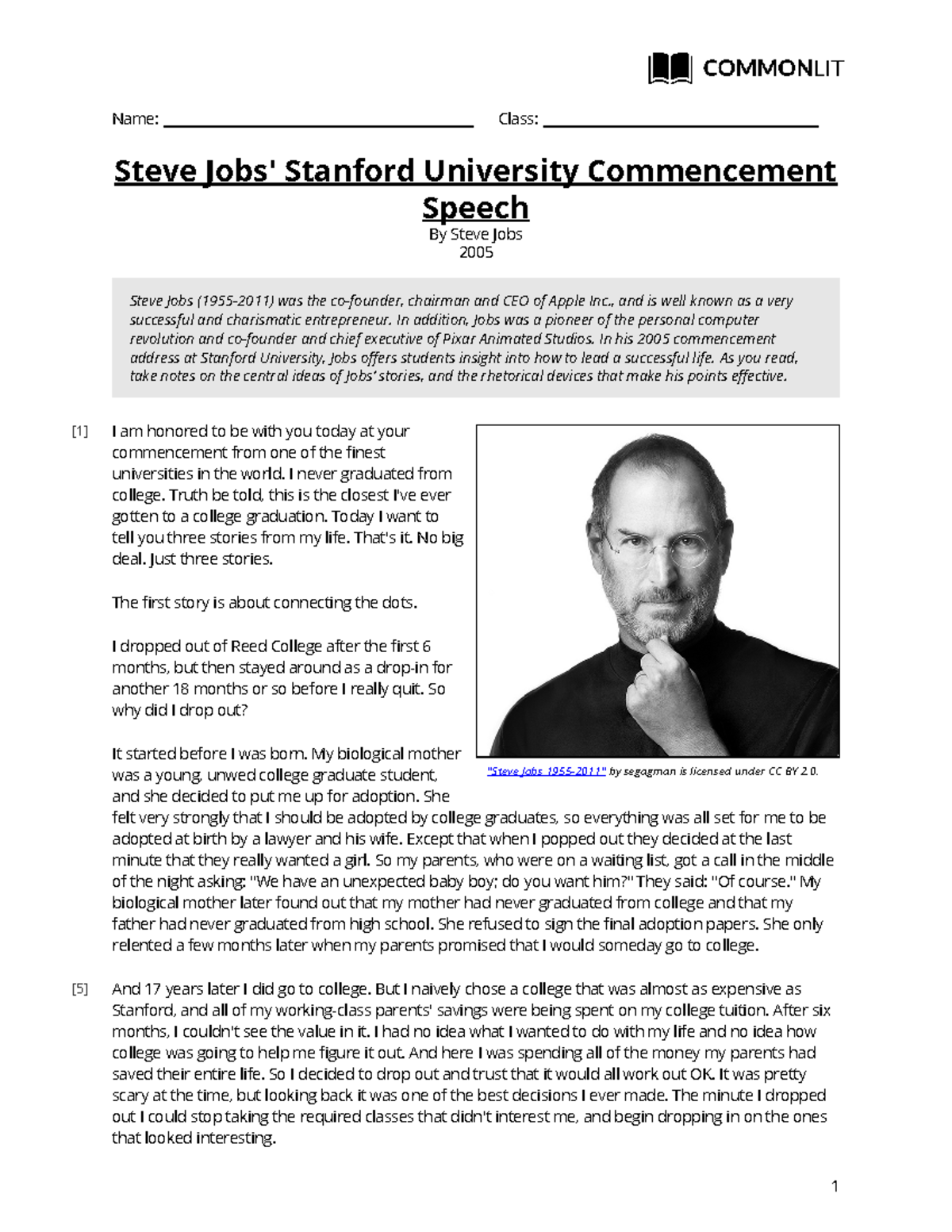 Steve Jobs' 2005 Stanford Commencement Speech Analysis Notes - Studocu