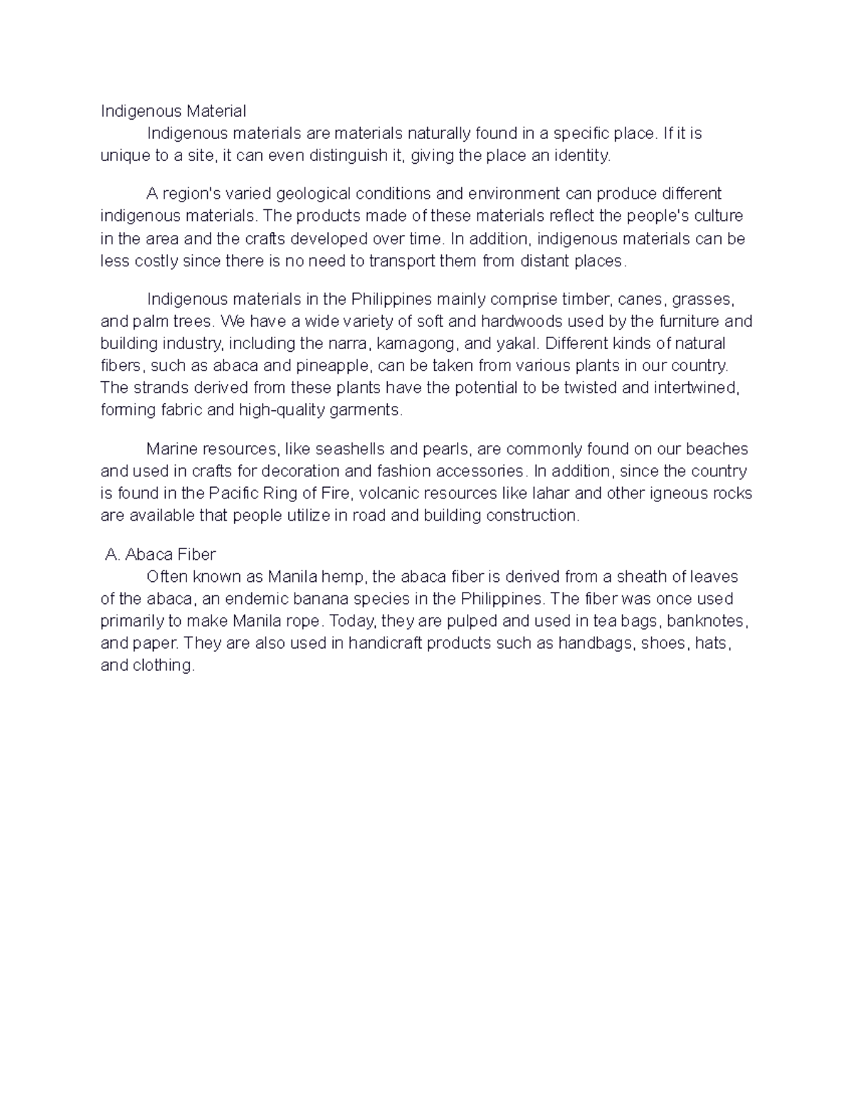 CPAR Indigenous Materials: Overview of Philippine Resources and Arts - Studocu