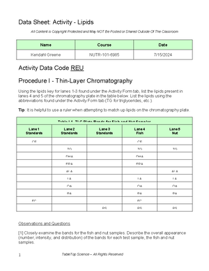 Activity-Form-Lipids - Data Sheet: Activity - Lipids All Content is ...
