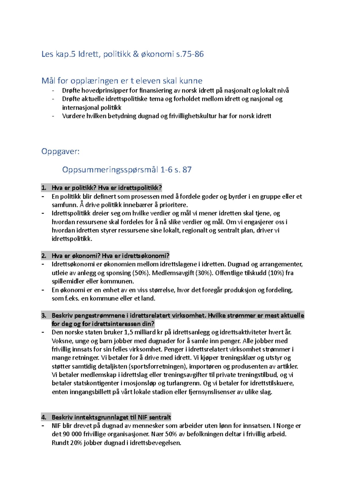 Kap. 16: Idrett, Verdier og Etikk - En Analyse av NIFs Grunnverdier - Studocu