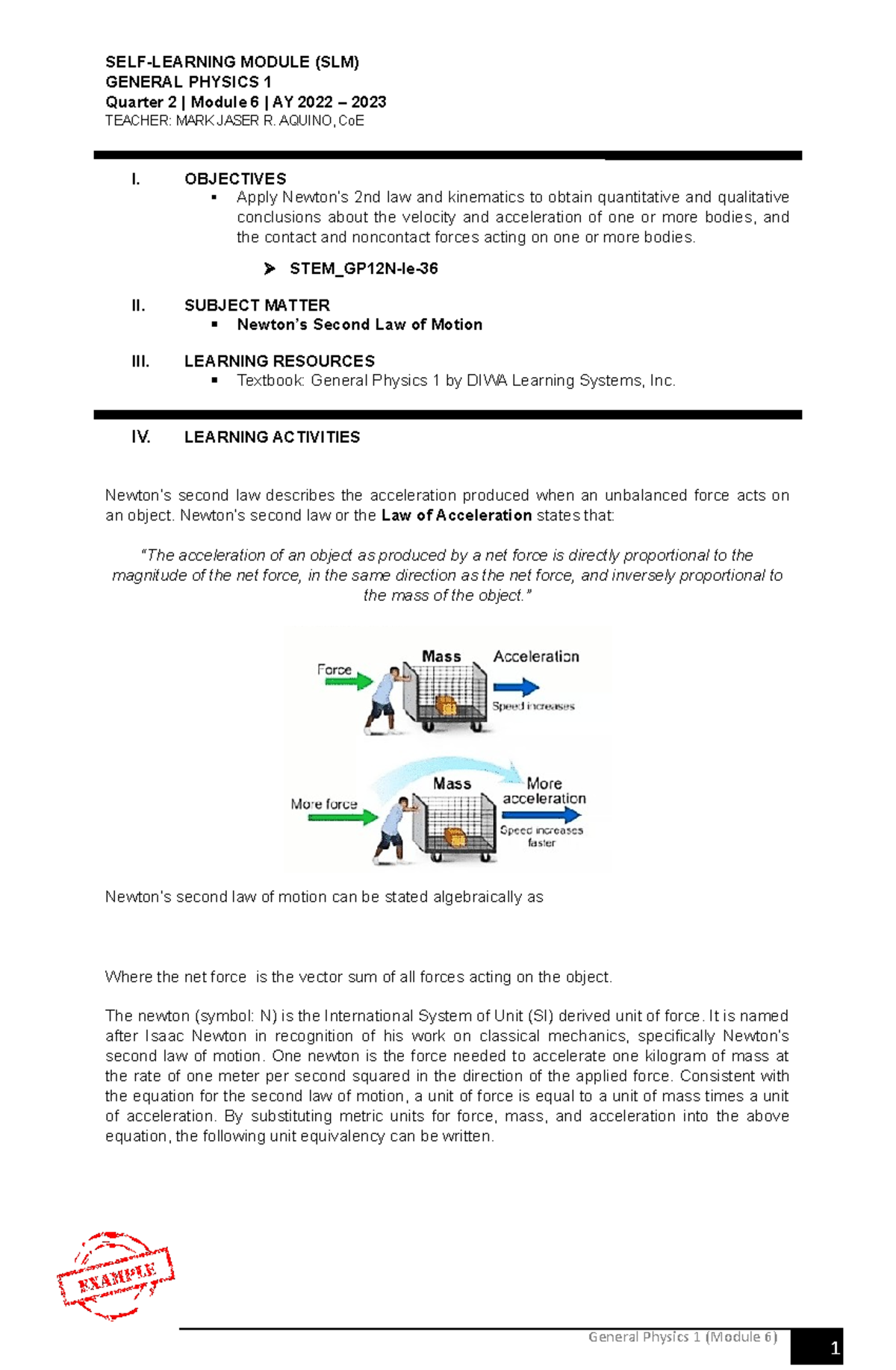 General Physics 1 Module 6 - General Physics 1 (Module 6) SELF-LEARNING ...