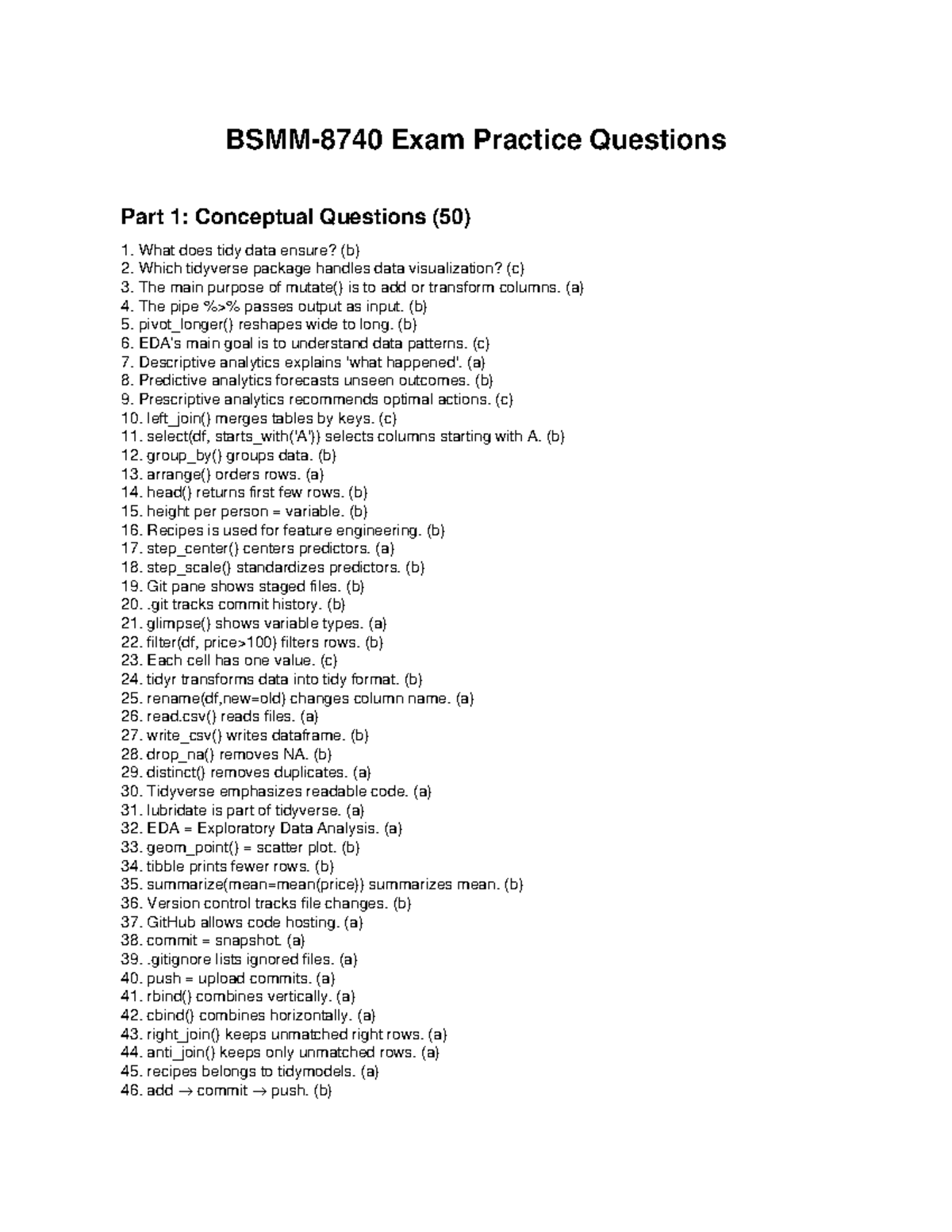 BSMM-8740 Exam Practice Questions: Conceptual Insights and Techniques ...