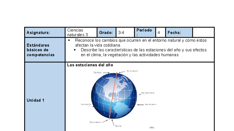 Ciencias Naturales Grado 4: Estaciones y Fases de la Luna - Studocu