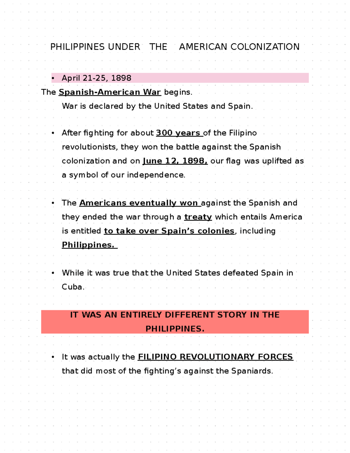 Philippines Under THE American Colonization - PHILIPPINES UNDER THE ...