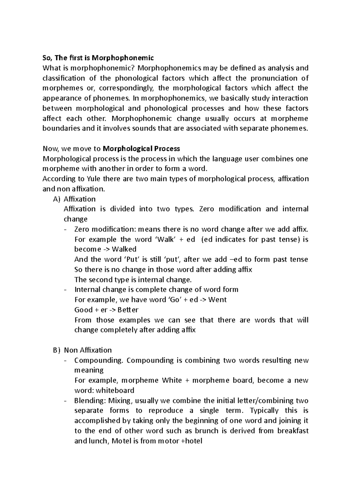 Morphophonemic Processes: An Overview of Morphology and Phonology - Studocu