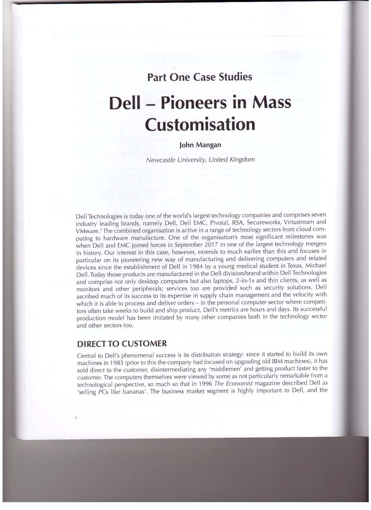 Dell Inc. Case Study: Pioneering Mass Customization Strategies - Studocu