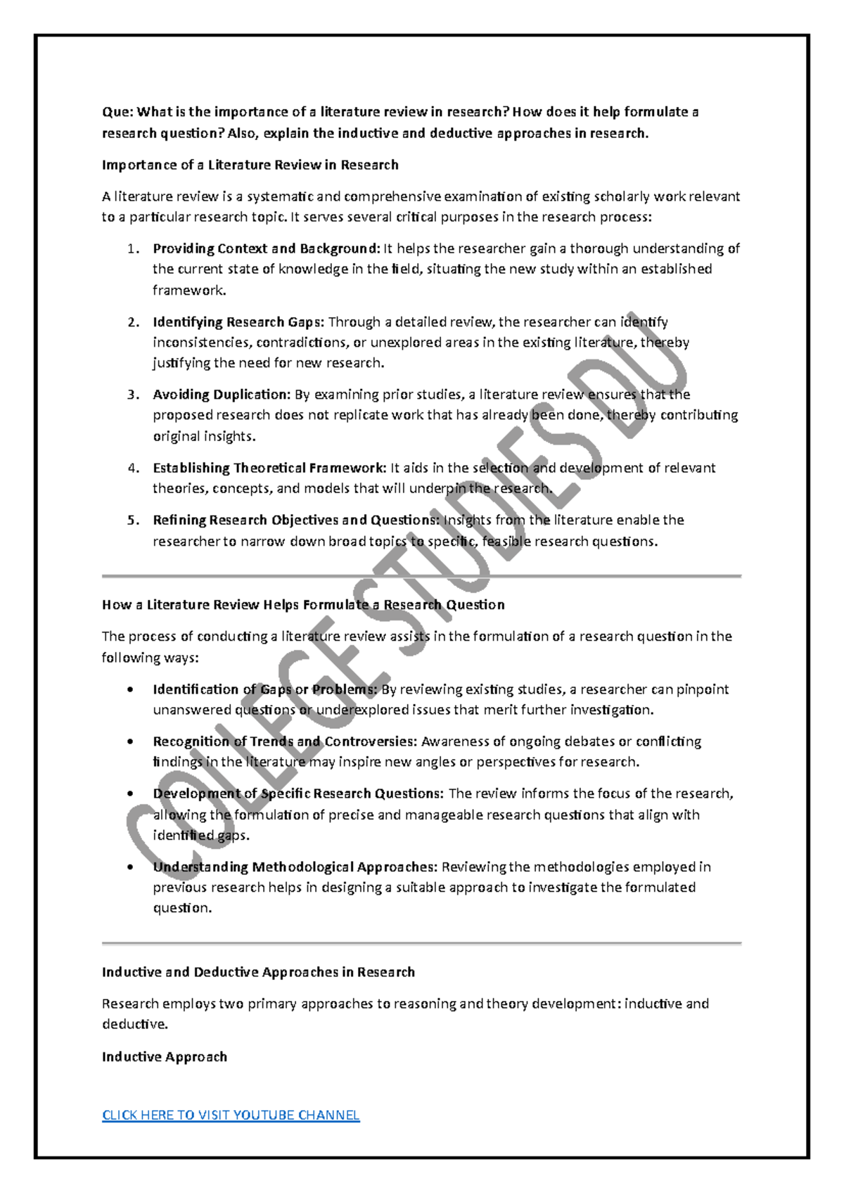 BRM 101: Key Concepts in Literature Review & Research Design - Studocu