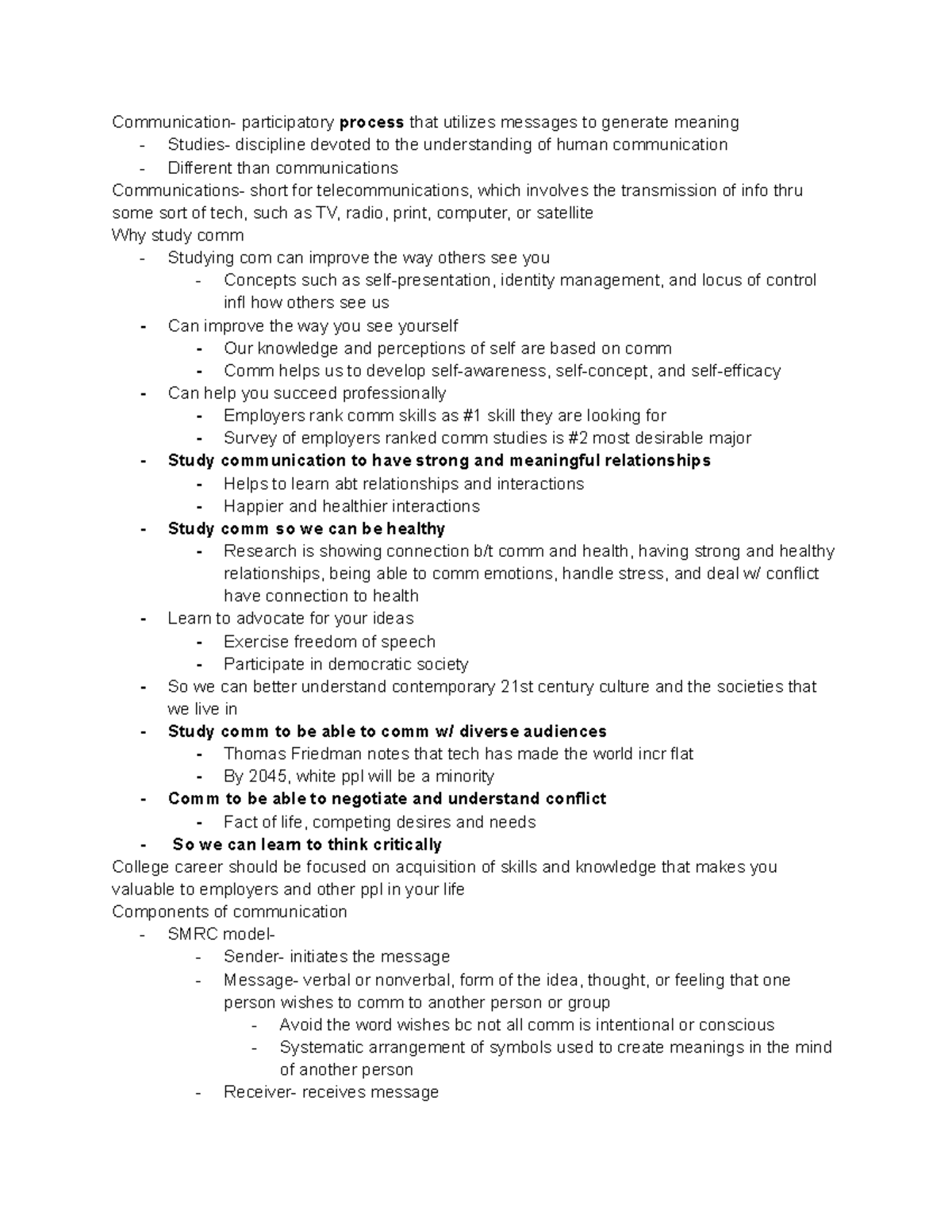 Lecture Notes on Communication: Concepts, Skills & Processes - Studocu