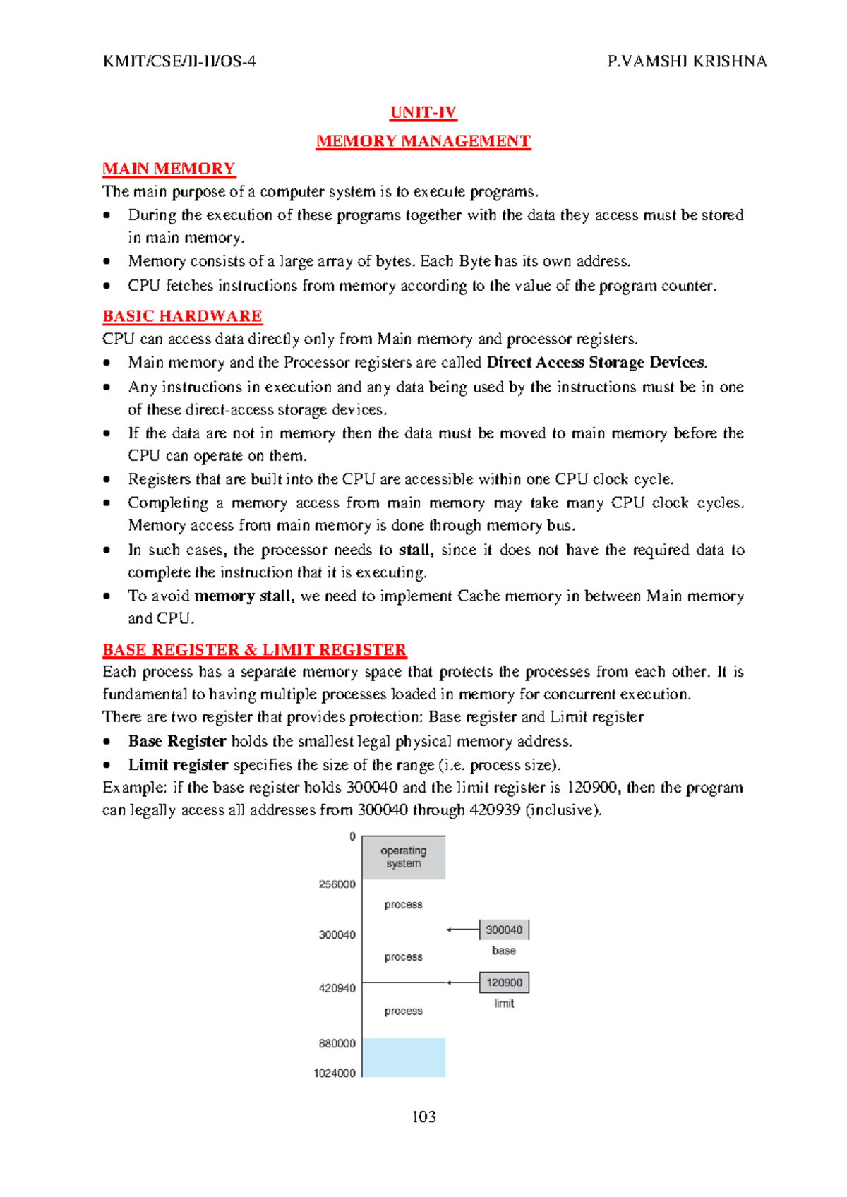 OS UNIT-4 Memory Management - UNIT-IV MEMORY MANAGEMENT MAIN MEMORY The ...
