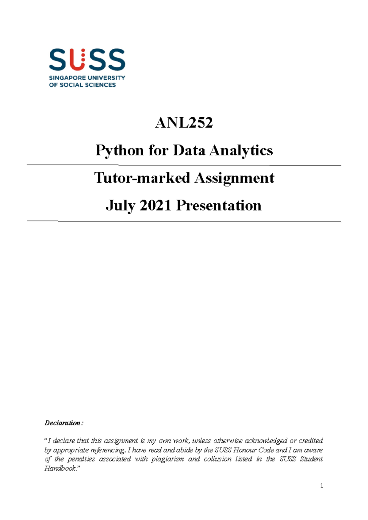 ANL252 TMA - ANL Python for Data Analytics Tutor-marked Assignment July ...
