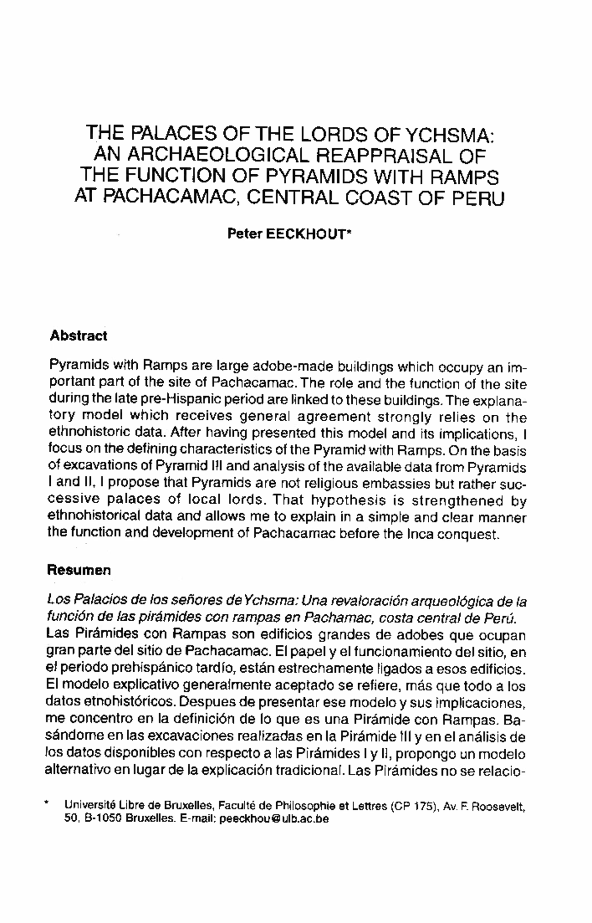 Reappraisal of the Function of Pyramids with Ramps at Pachacamac (Pcr2 ...