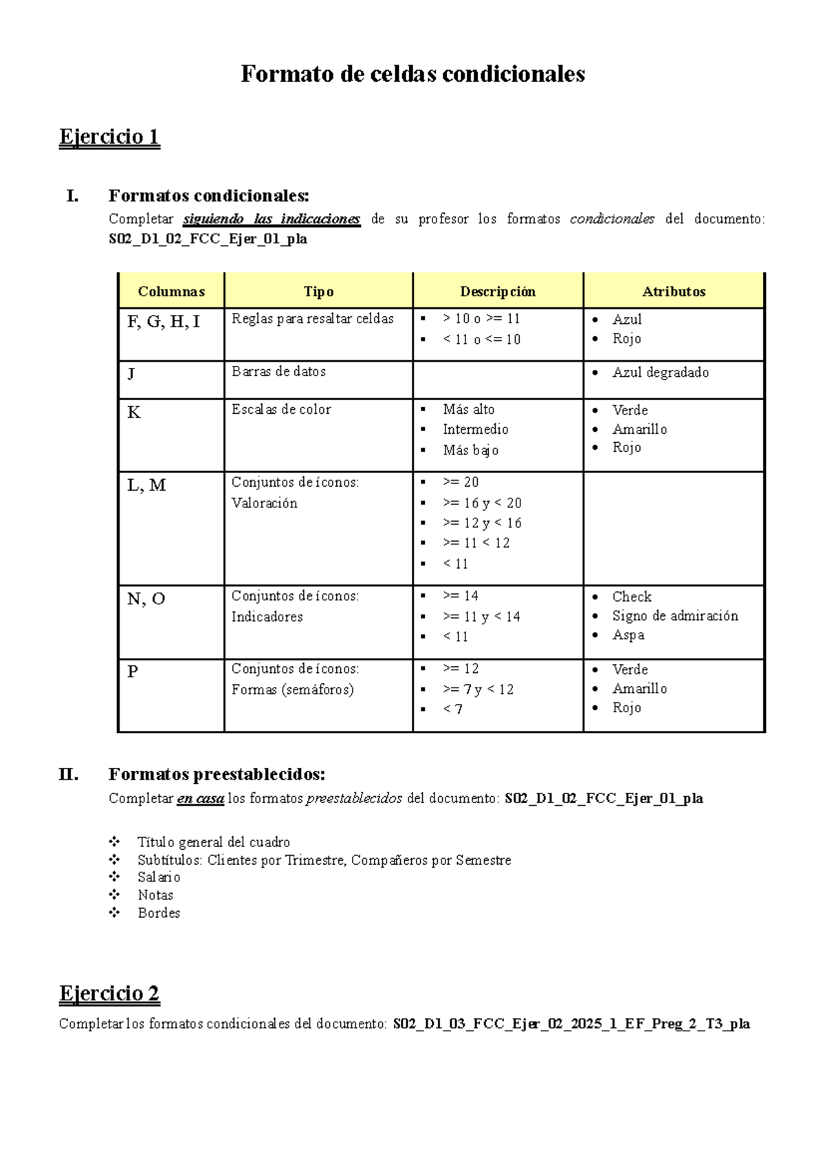 Formato de Celdas Condicionales Ejercicio 1 - S02 D1 02 FCC - Studocu