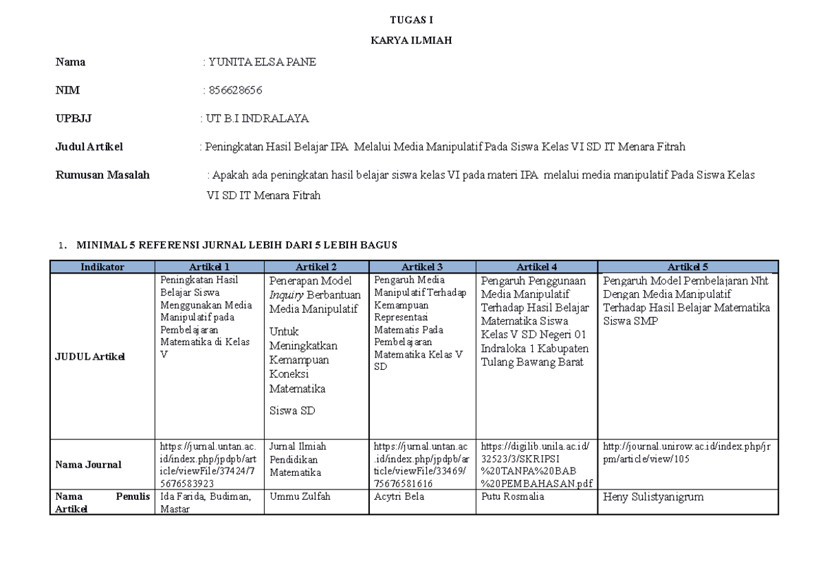 Revisi Tugas 1 Karya Ilmiah: Peningkatan Belajar IPA dengan Media ...