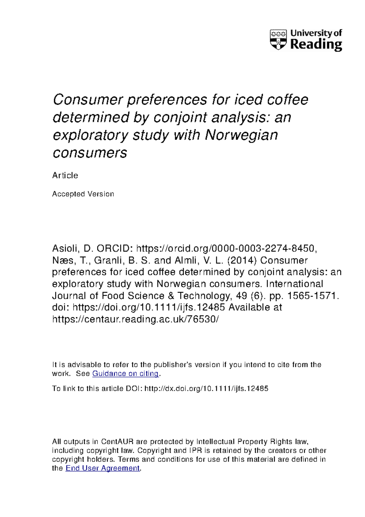 Consumer Preferences for Iced Coffee: A Conjoint Analysis Study - Studocu