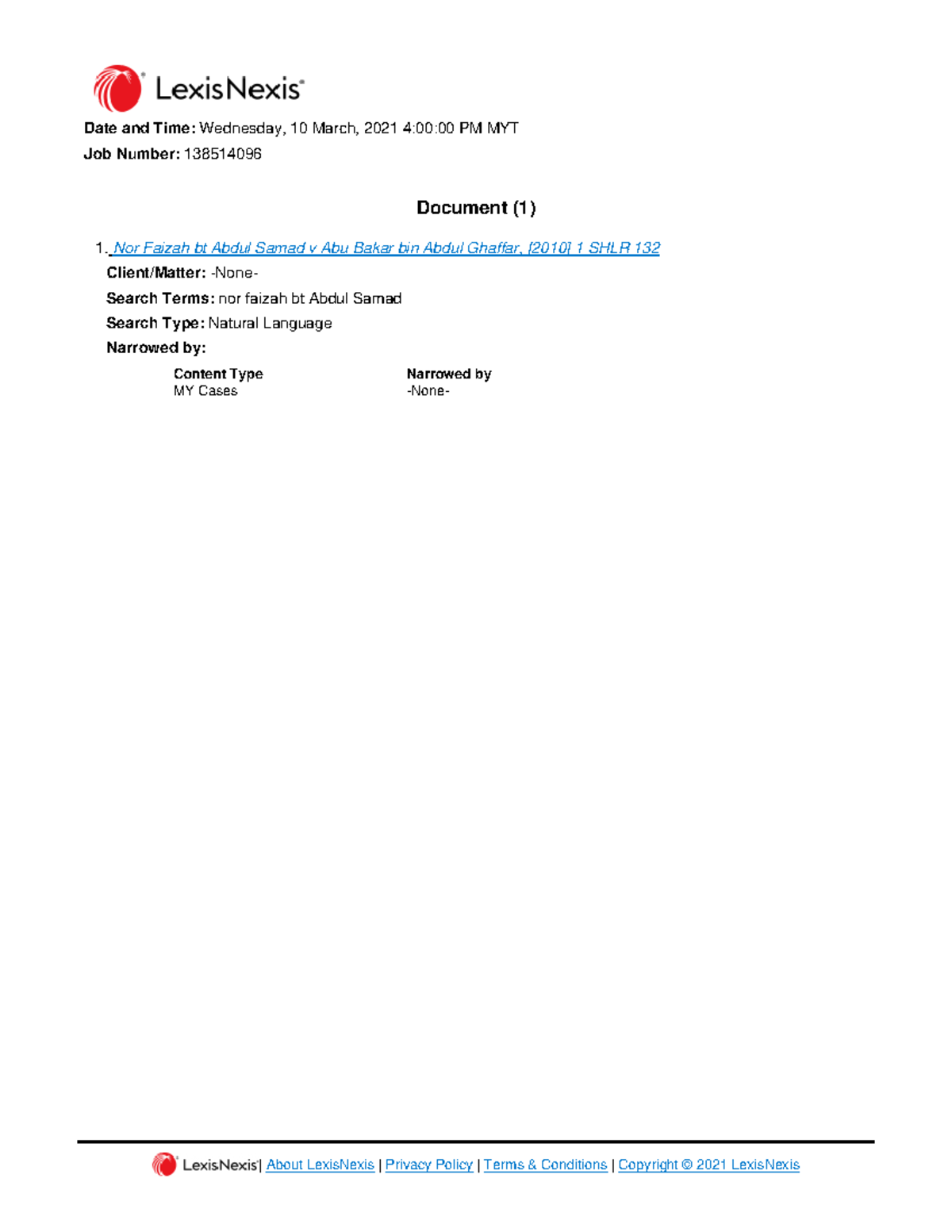 Nor Faizah bt Abdul Samad v Abu Bakar bin Abdul Ghaffar - After the marriage, they lived in a ...