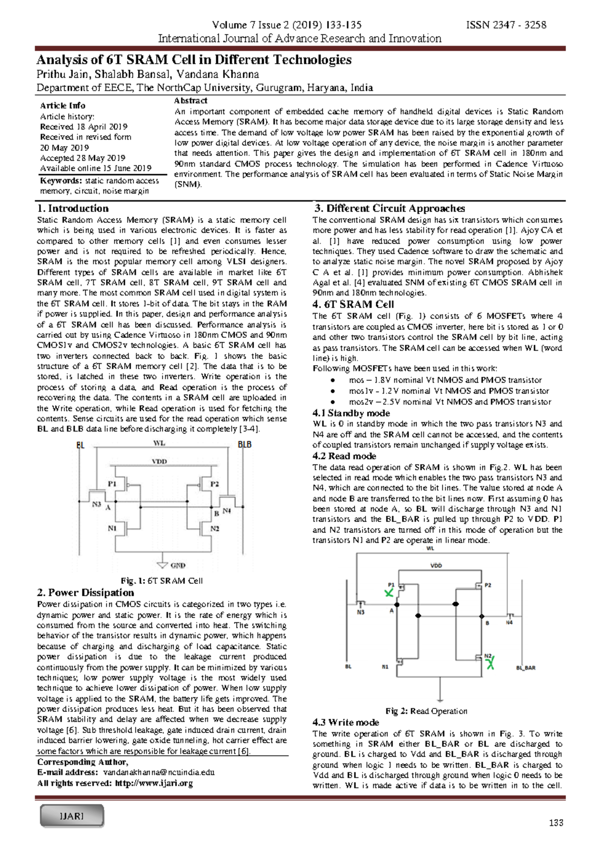 Analysis of 6T SRAM Cell: Tech Performance in 180nm & 90nm - Studeersnel