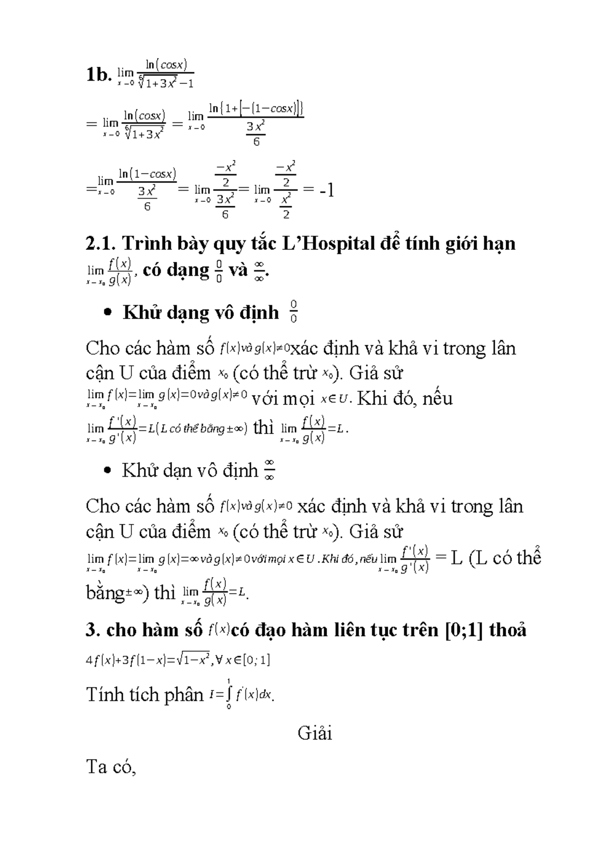 Giới Hạn và Quy Tắc Tính Giới Hạn trong Giải Tích - Dtri 1B - Studocu