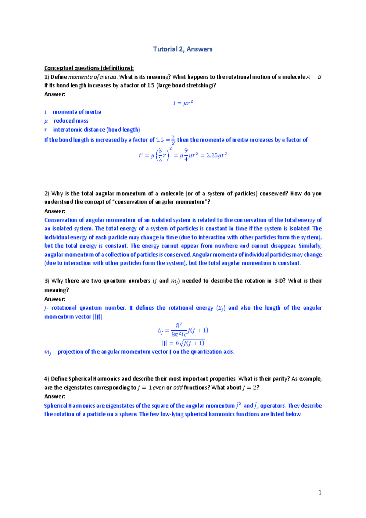 CM2133 Tutorial 2: Answers to Conceptual Questions on Rotational Motion - Studocu