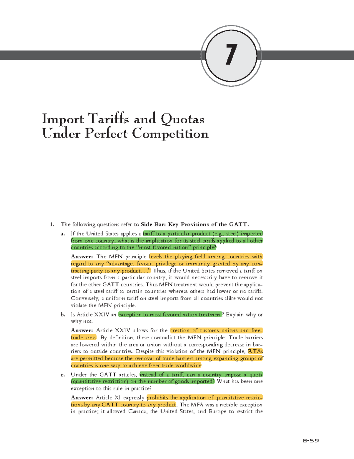 Chapter 7: Import Tariffs and Quotas - Key Questions and Answers - Studocu