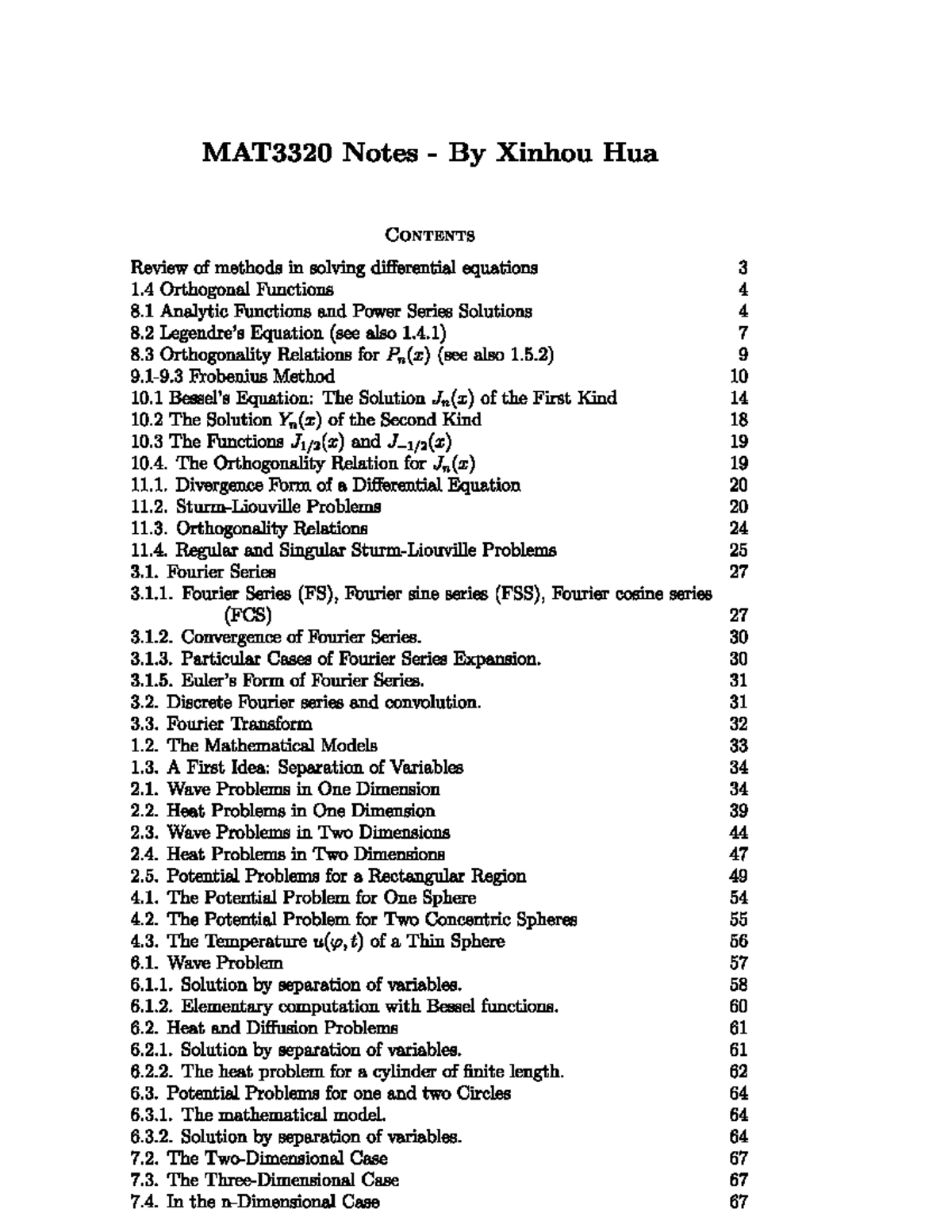 MAT3320 Midterm 1 Notes on Differential Equations and Functions - Studocu