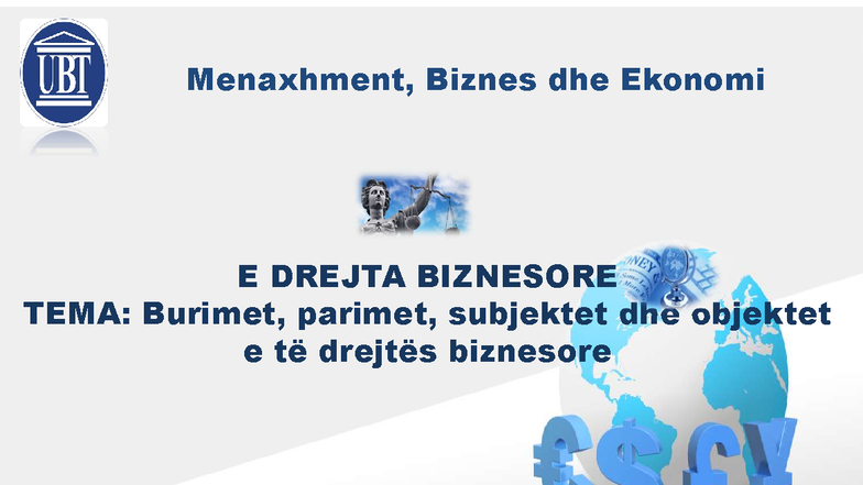 Burimet dhe Parimet e të Drejtës Biznesore - Menaxhment, Biznes dhe ...