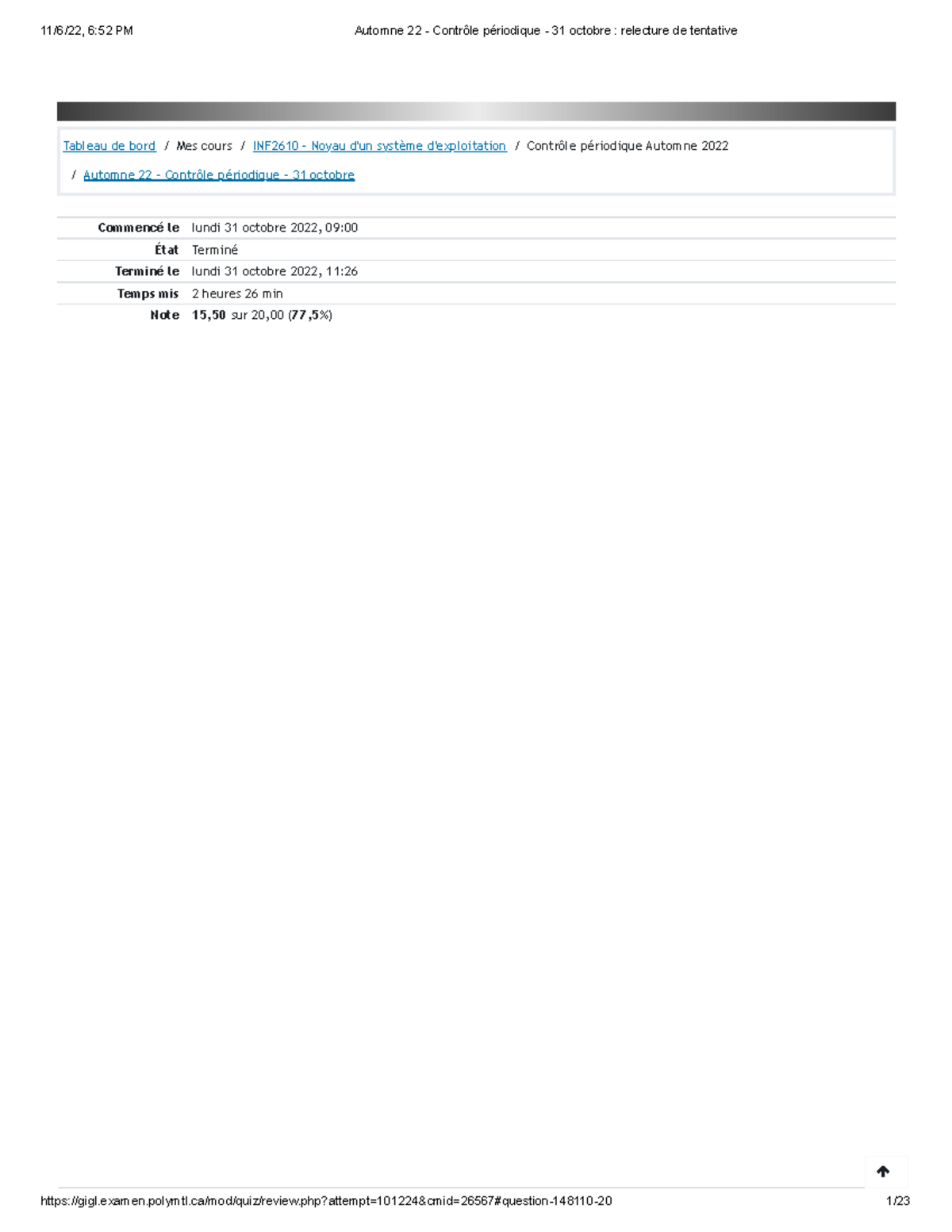 INF2610 Contrôle Périodique - Examen Automne 2022 (QCM) - Studocu
