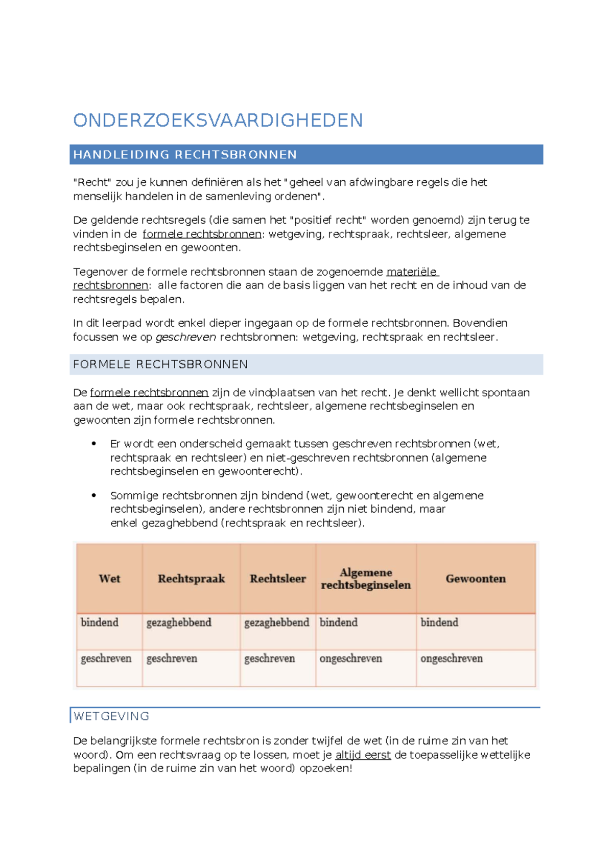 Onderzoeksvaardigheden: Handleiding Formele Rechtsbronnen en Kritisch ...