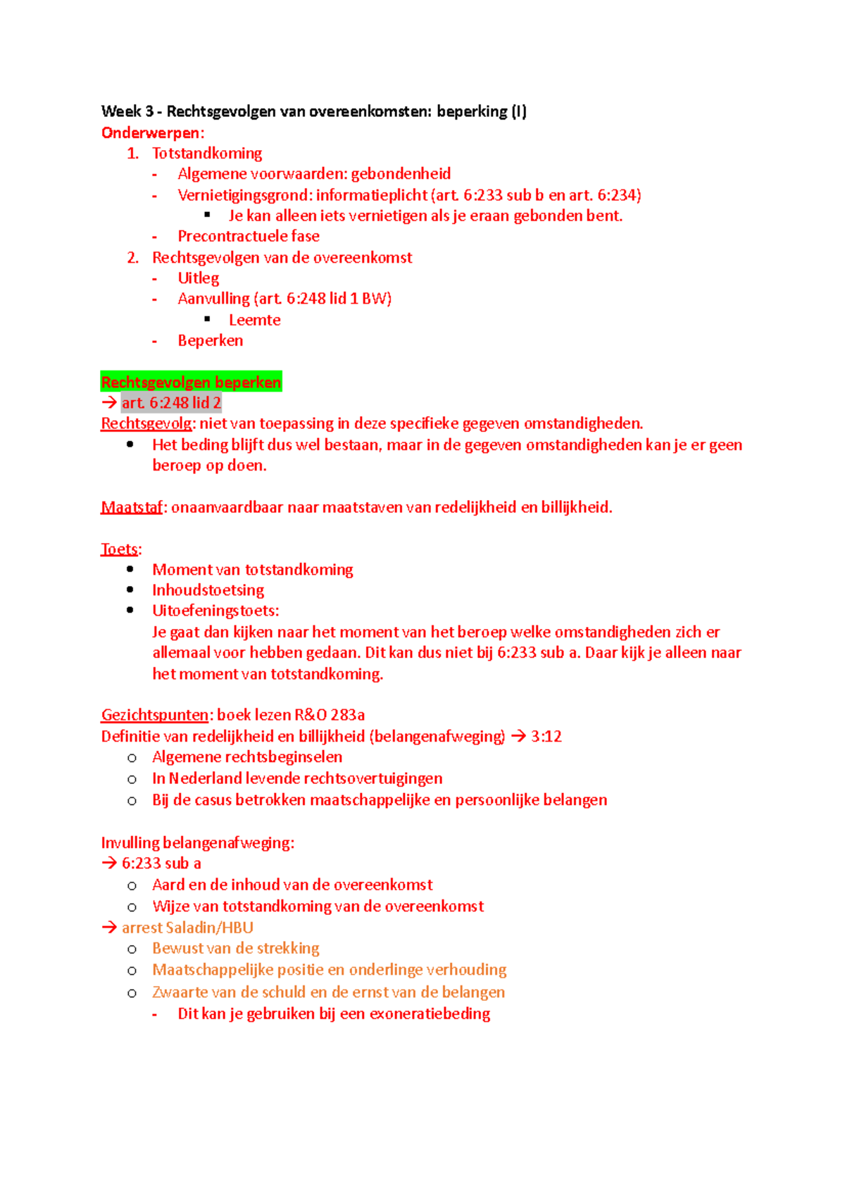 Werkgroep 3 - Contractenrecht: Rechtsgevolgen en Beperkingen in ...