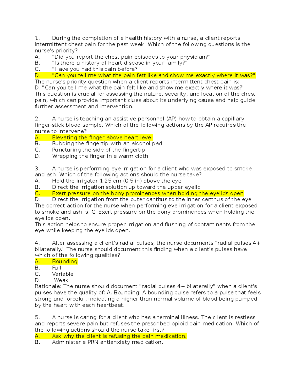 ATI - Set 2 - Nursing Fundamentals Questions and Rationale - Studocu